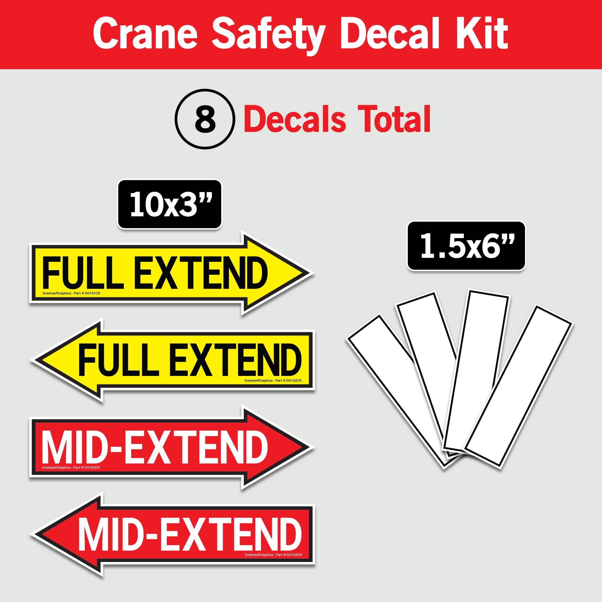 (2Pcs) FULL EXTEND & (2Pcs) MID-EXTEND Stickers for Crane Outrigger ...