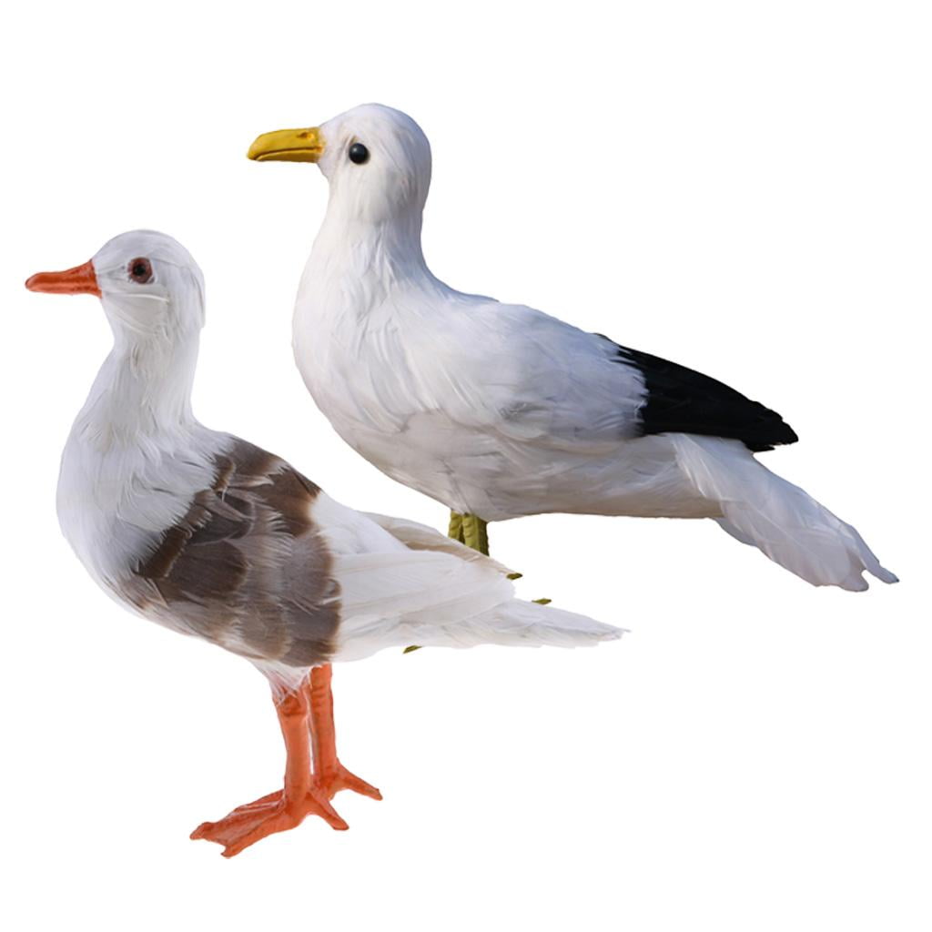 2Pcs Fake Artificial Seagull Bird Realistic Taxidermy Home Garden Decor ...