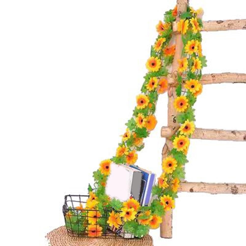 2Pcs Fake Artificial Sunflower Flowers Garland Ivy Silk for Leaf Plants ...