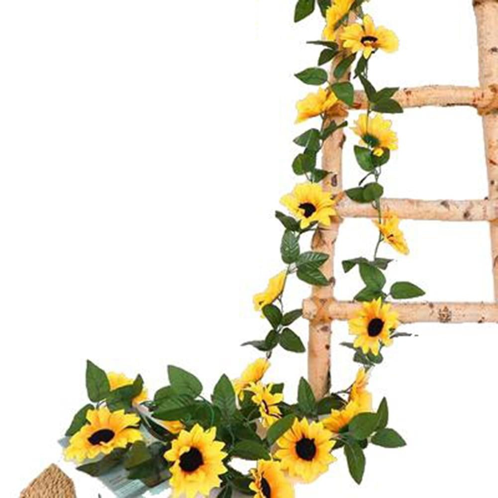 2Pcs Fake Artificial Sunflower Flowers Garland Ivy Silk for Leaf Plants ...