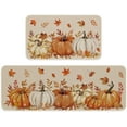 2Pcs Fall Kitchen Mat White Orange Pumpkin Maple Leaves Welcome Floor ...