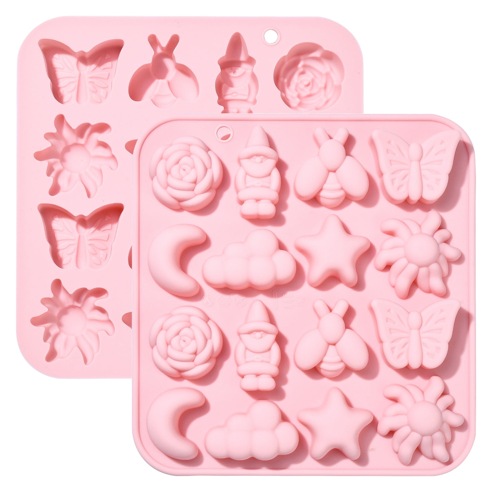 2Pcs Farm Countryside Theme Silicone Molds 16-Cavity Insects Animal ...