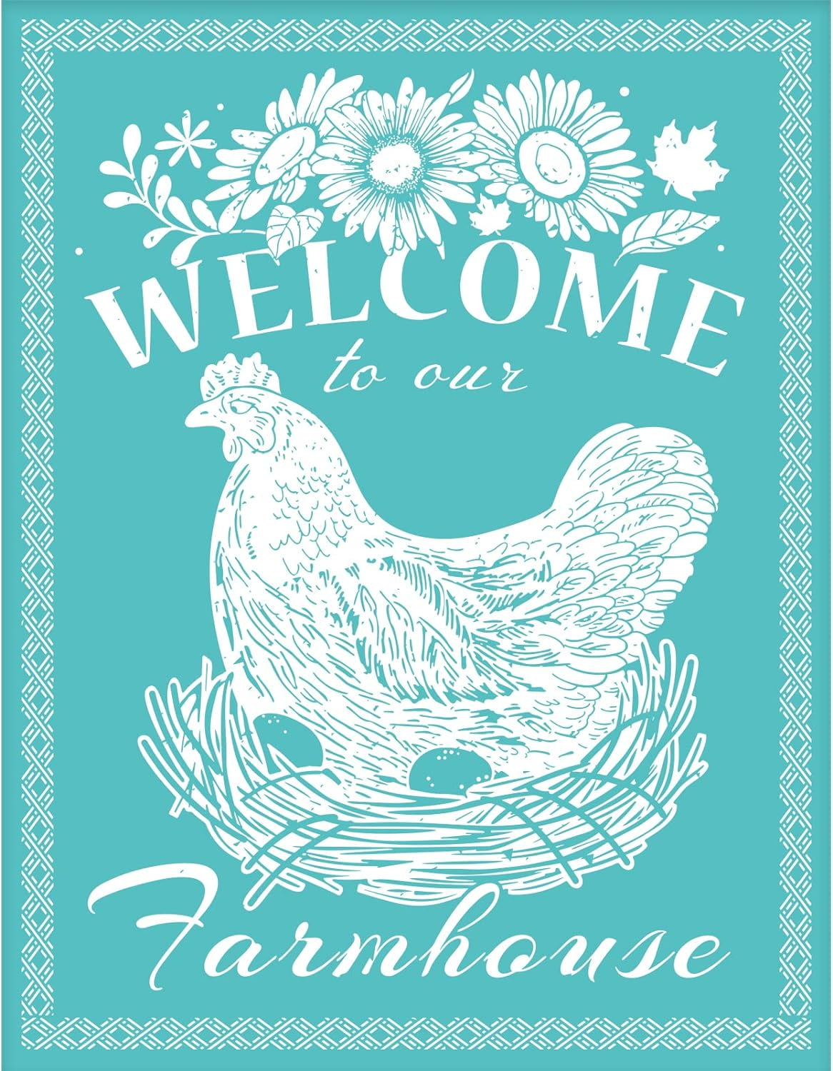 2Pcs Farmhouse Self-Adhesive Silk Screen Printing Stencil Reusable Hen ...