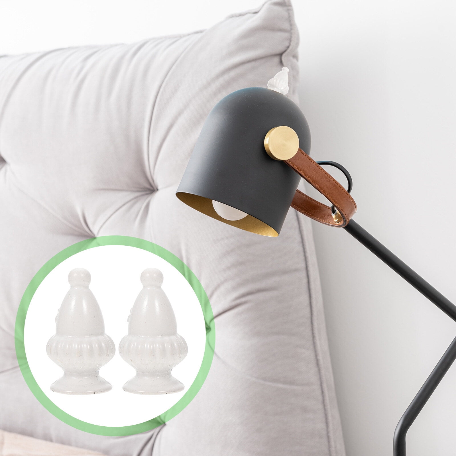 Creative Decorative Lamp Finial Zinc Alloy White for Decor Set of 2 ...