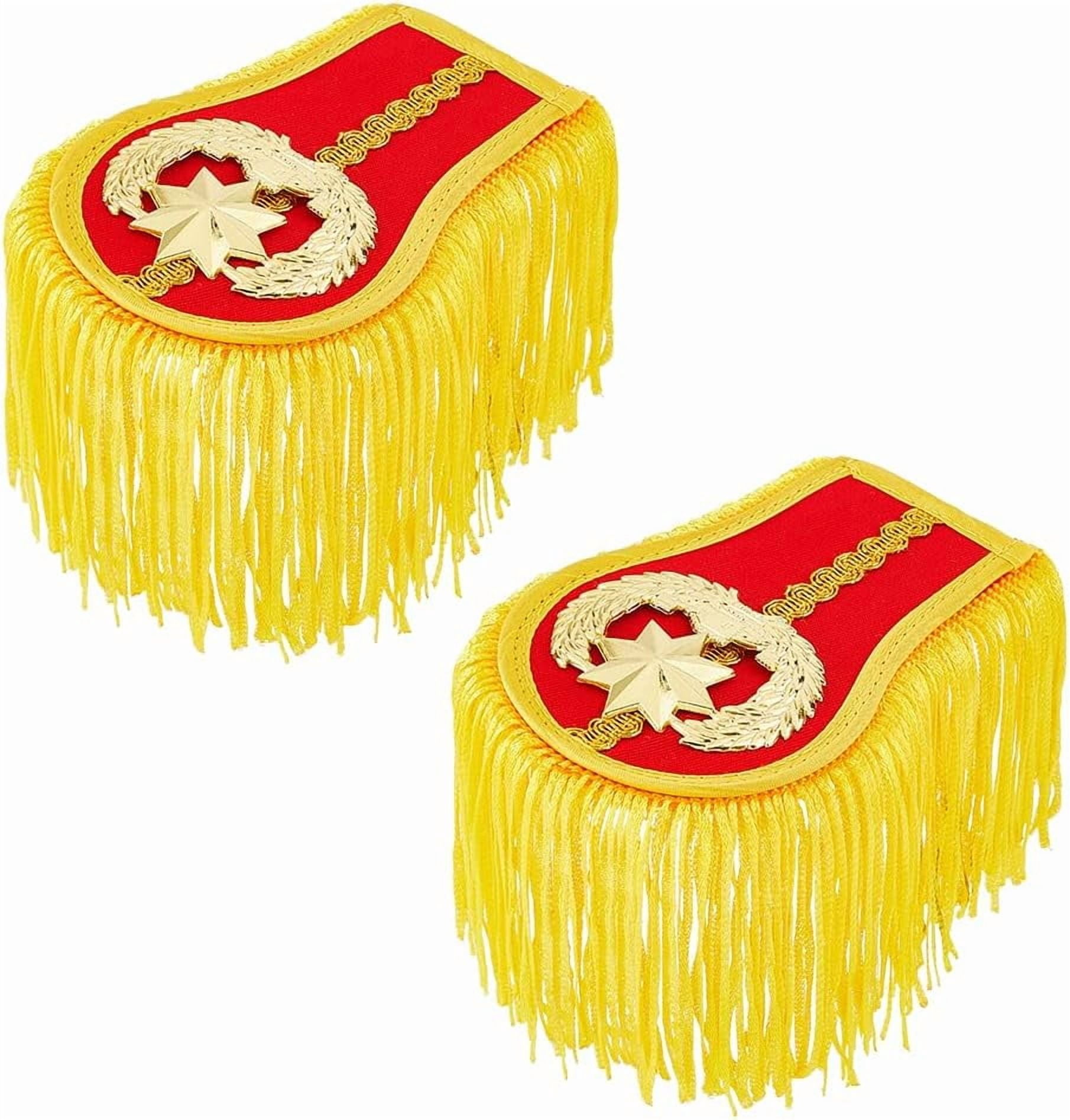2Pcs Fashion Tassel Epaulettes 7.87Inch Golden Red Shoulder Badge ...