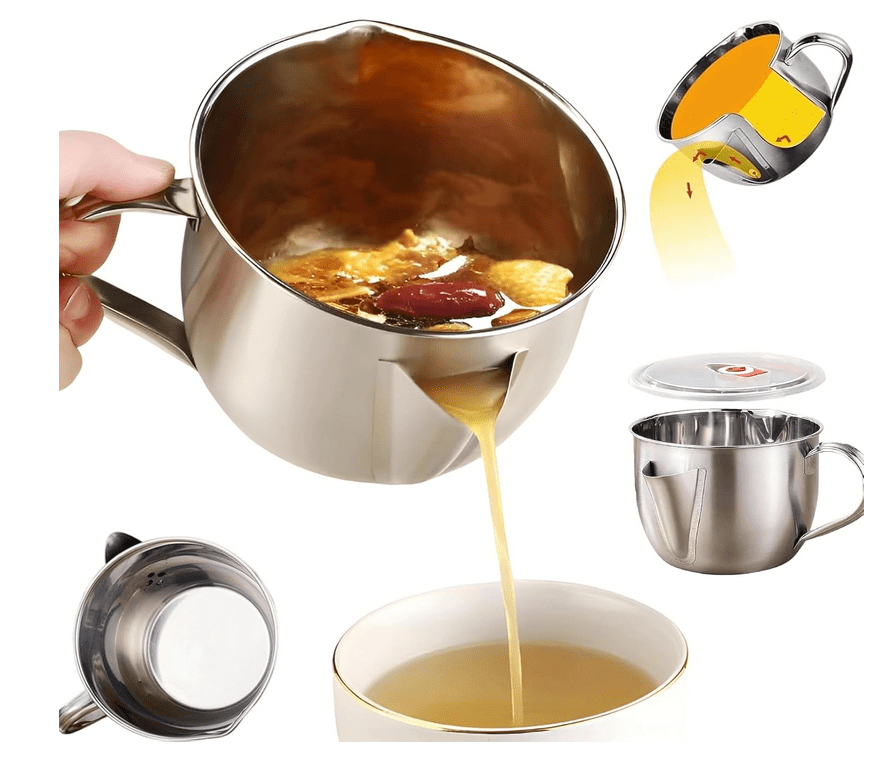 2Pcs Fat Separator with Dual Spout Design, 304 Stainless Steel Gravy ...