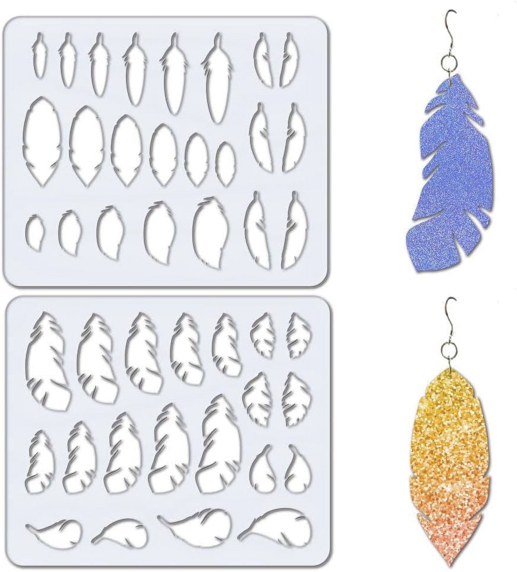 2Pcs Feather Jewelry Shape Template 2 Styles Acrylic Earrings Making ...