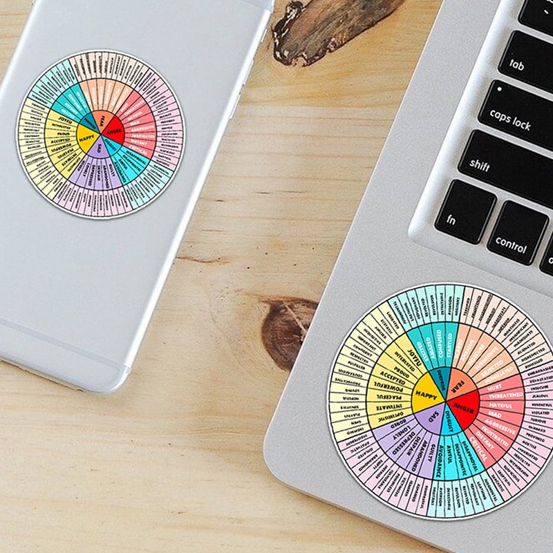 2Pcs Feelings Wheel Vinyl Sticker Emotions Chart Feelings Chart Emotion ...