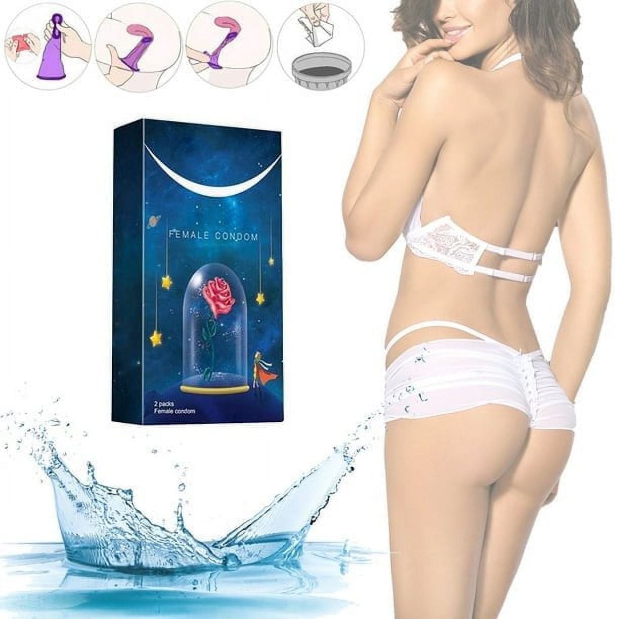 2pcs Feminine Condoms Ultra Thin Latex Lubricated Female Condoms