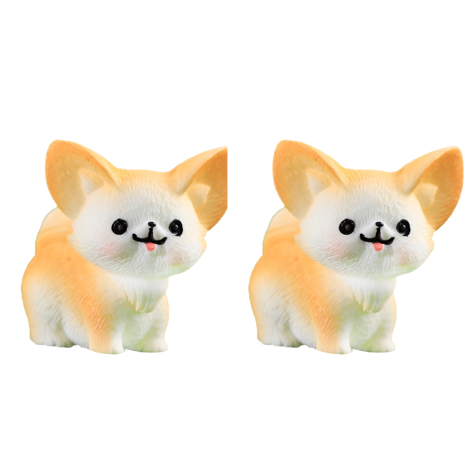2Pcs Fennec Fox Ornament Adorable Handicraft Decorative Resin Cute ...