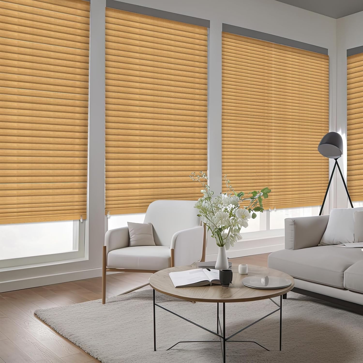 2Pcs Filtering Temporary Blinds for Windows, Cordless Pleated Light ...