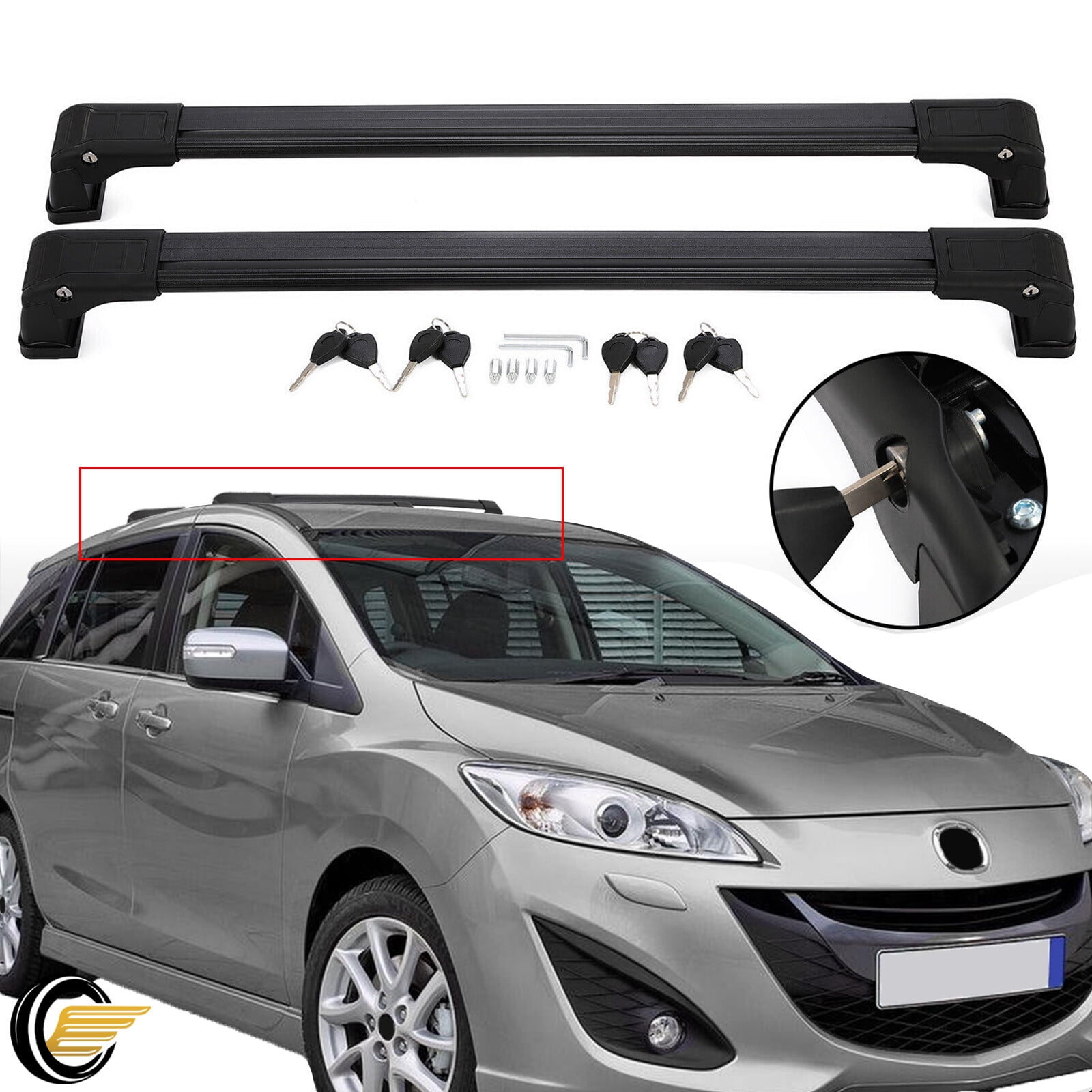 2Pcs Fit For Mazda 5 2006-2017 Aluminum Roof Rack Cross Bars Cross Rail ...