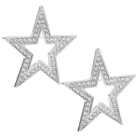 2Pcs Five-Pointed Star Brooch Pins Zinc Alloy Silver Lapel Pin for Men ...