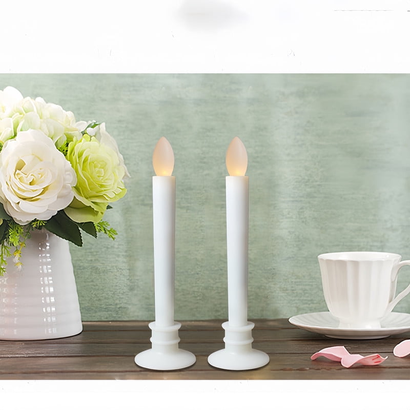 2Pcs Flameless Electric Taper Candles with Remote Control Timer ...