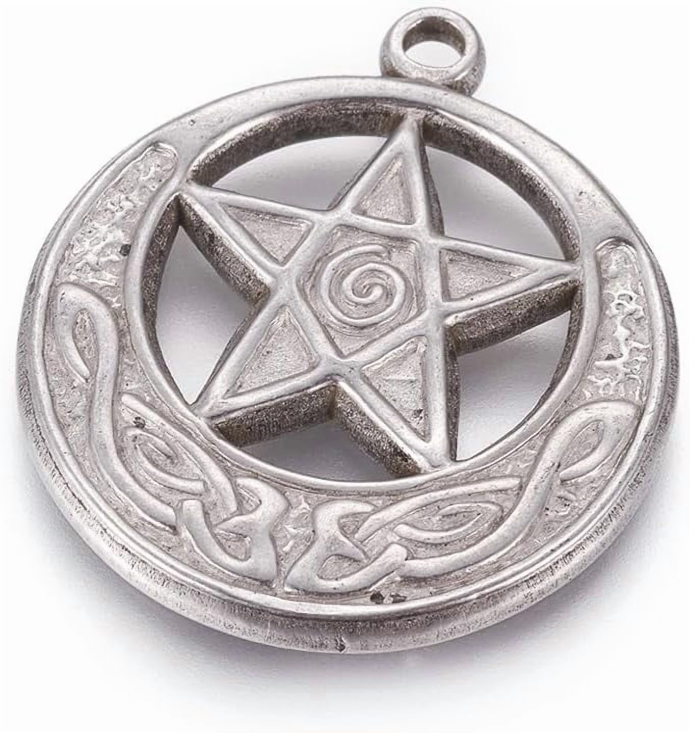 2Pcs Flat Round Pendants with Star 304 Stainless Steel Pendants ...