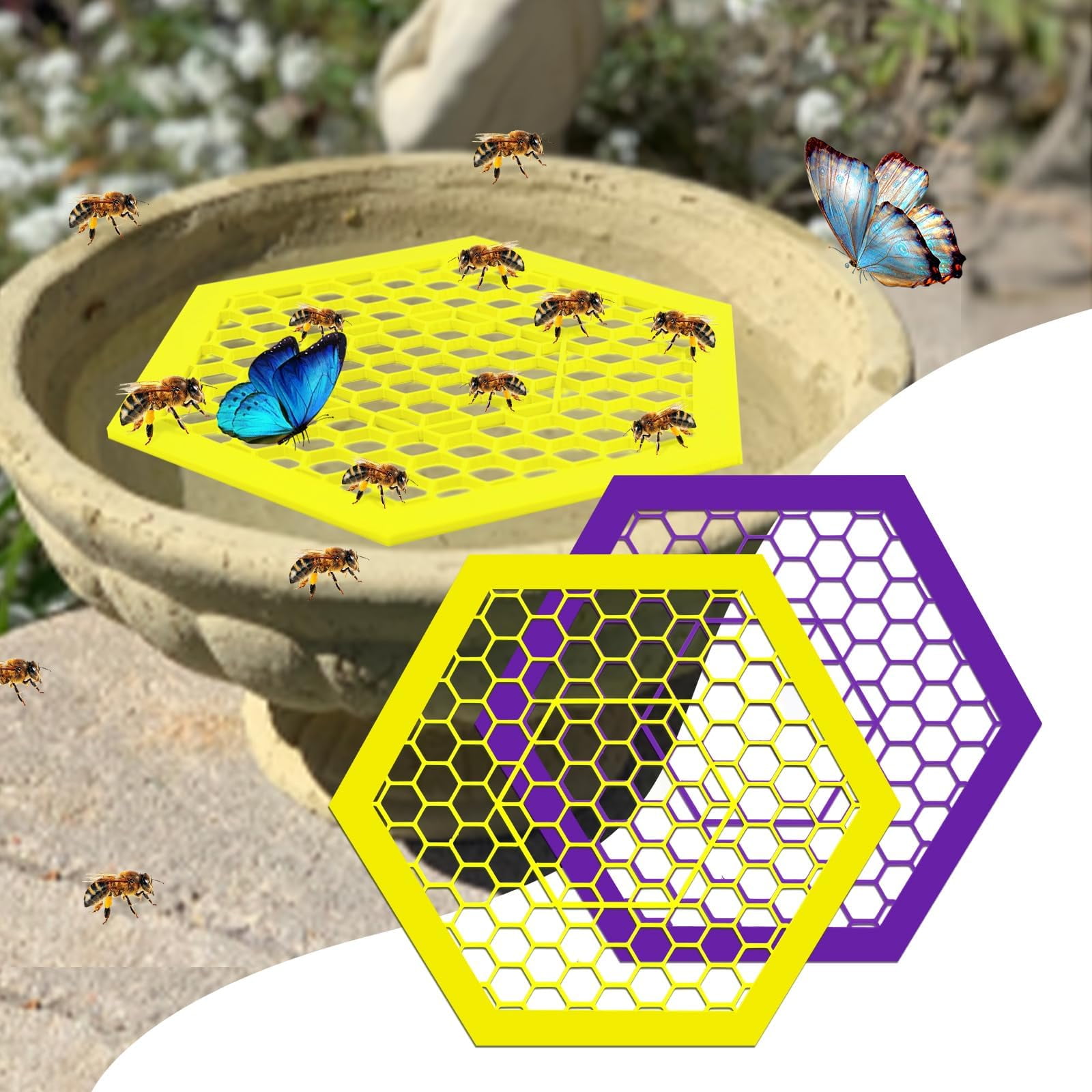 2Pcs Floating Bee Island Use for Bee Cups for Garden, Colorful Bee ...