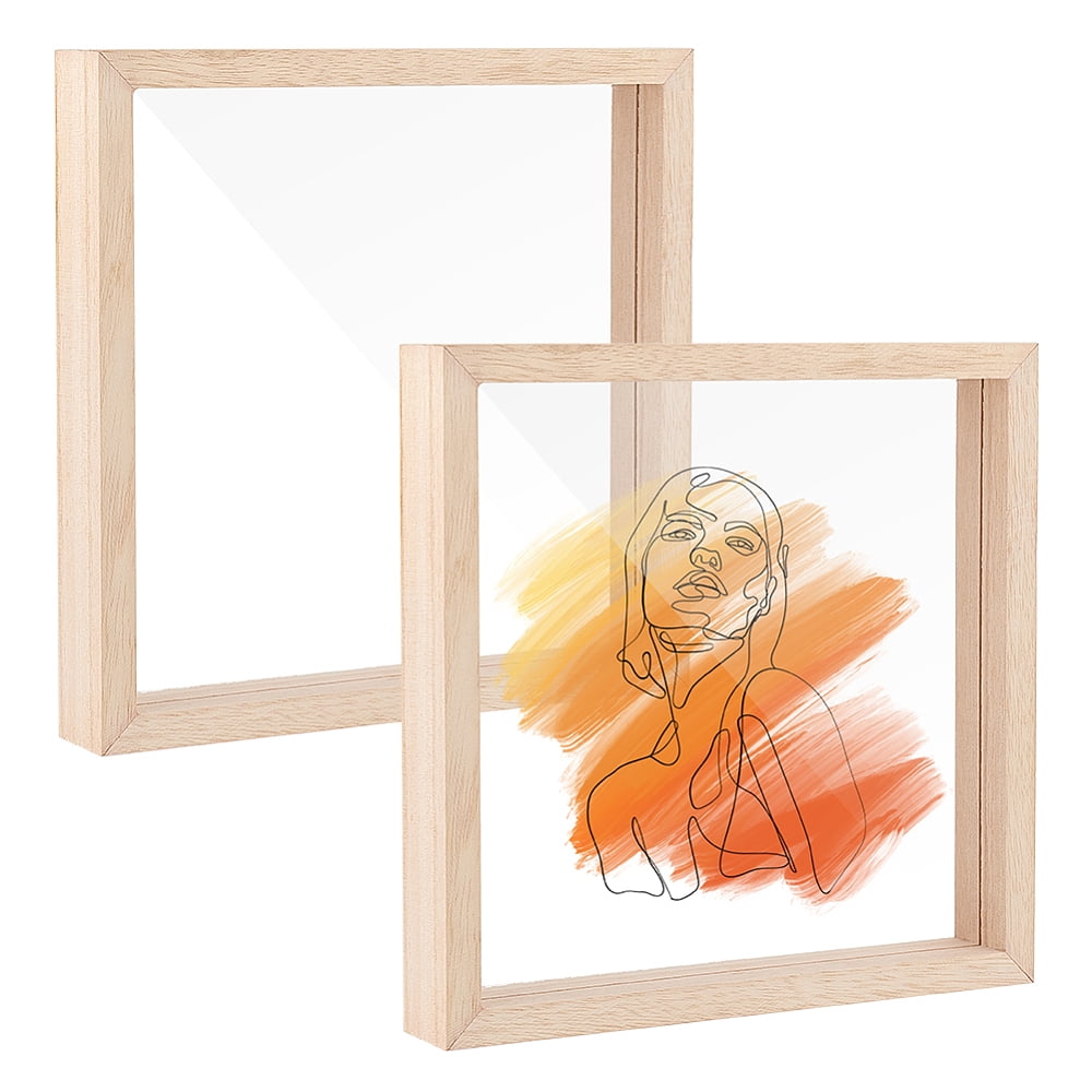 2Pcs Floating Picture Frames 7.9x7.9 inch Wooden Picture Frames Acrylic ...