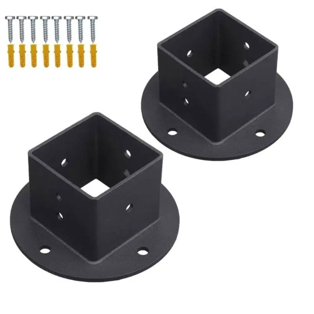 2Pcs Floor Flange 2"x2" Post Anchor Base Solid Square Fence Pole Base ...