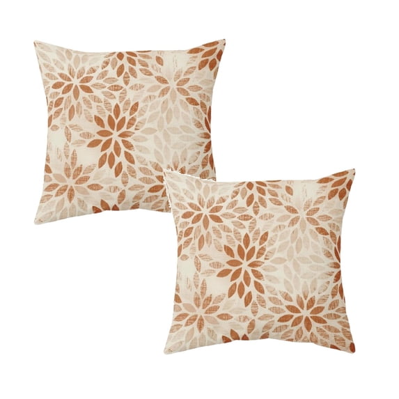 2Pcs Floral Pillowcase Green Brown Country Pattern Printing Decorative ...