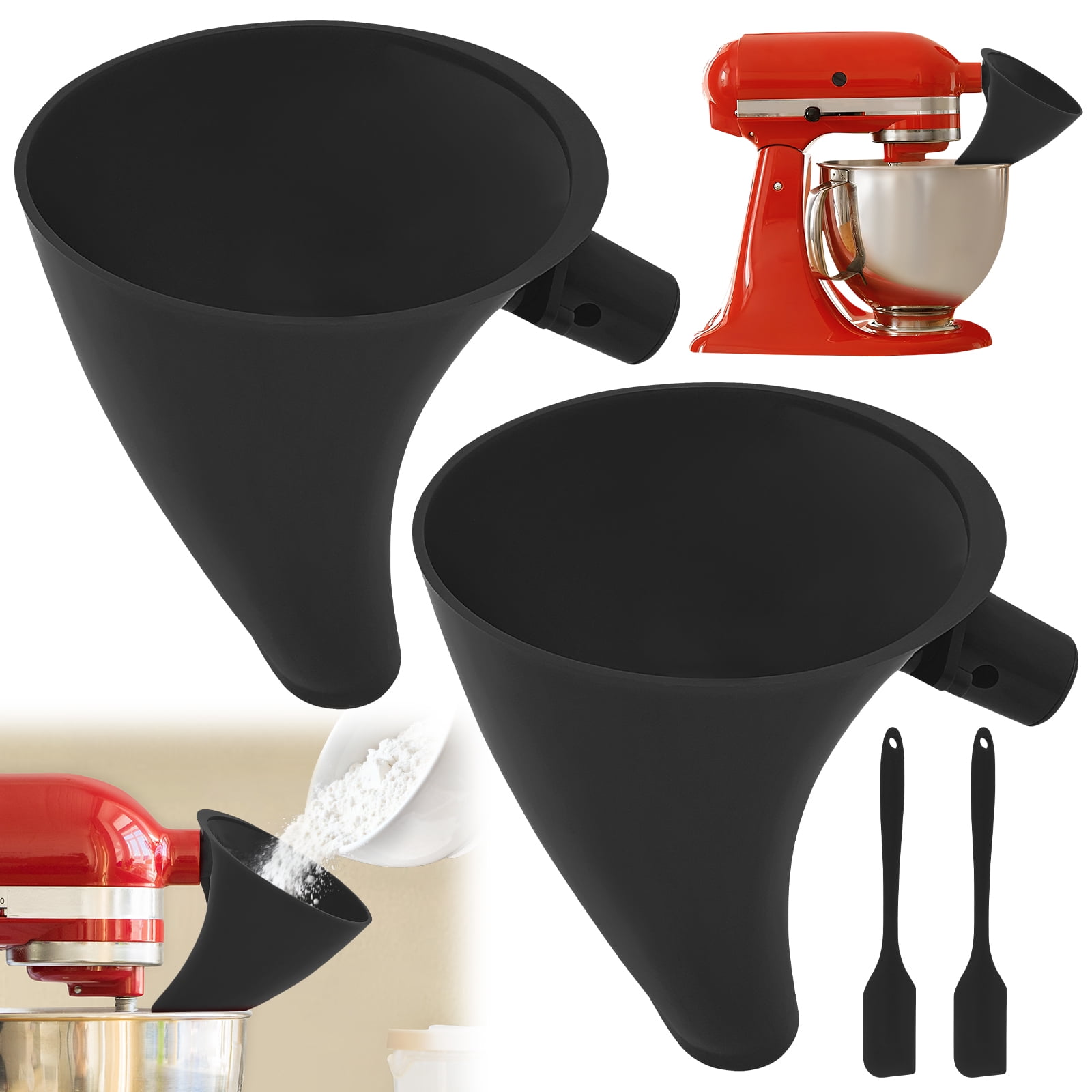 2Pcs Flour Funnel for Kitchen Mixer Anti Splash Flour Funnel Stand ...