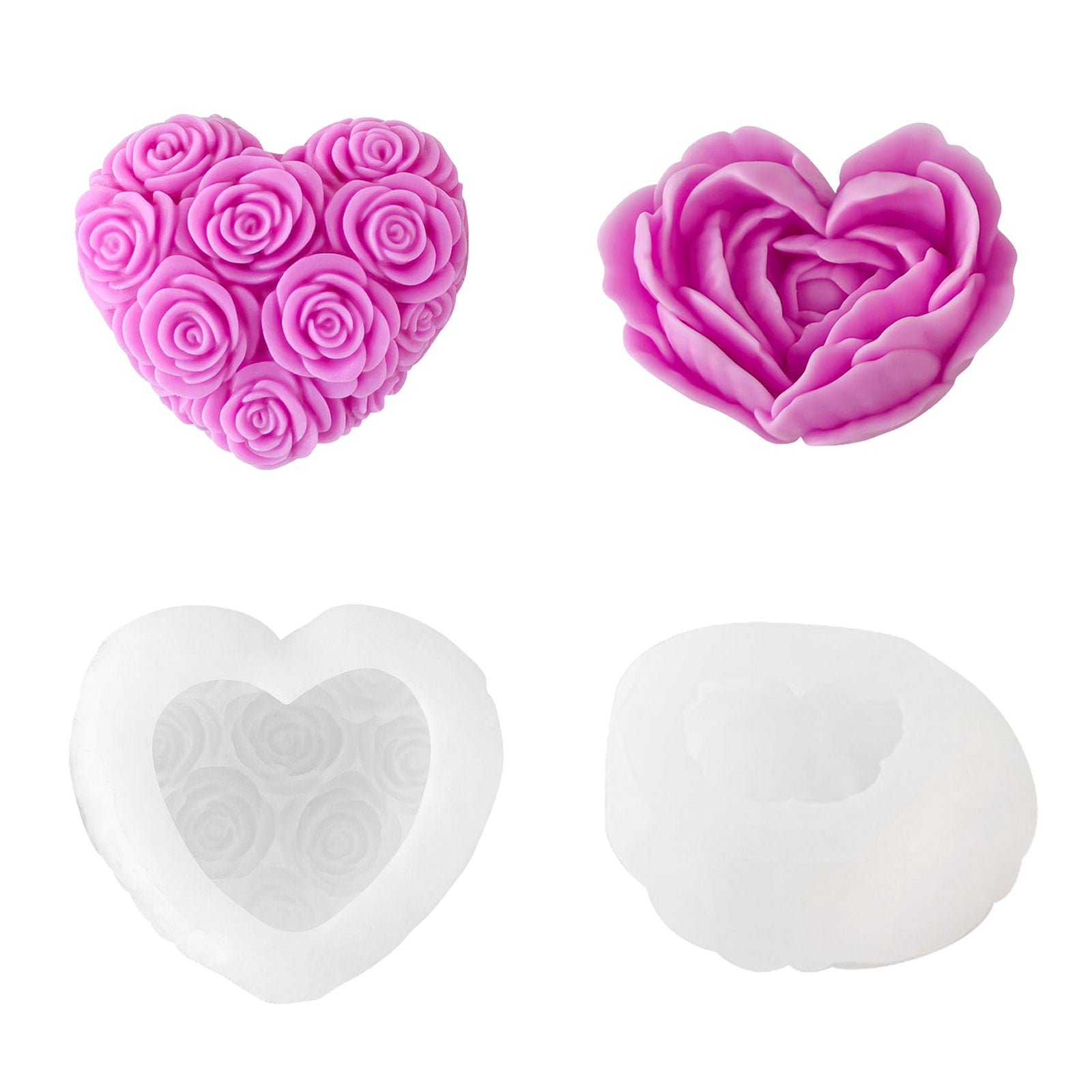2Pcs Flower Heart Silicone Molds Easy Demolding Silicone Baking Mould ...