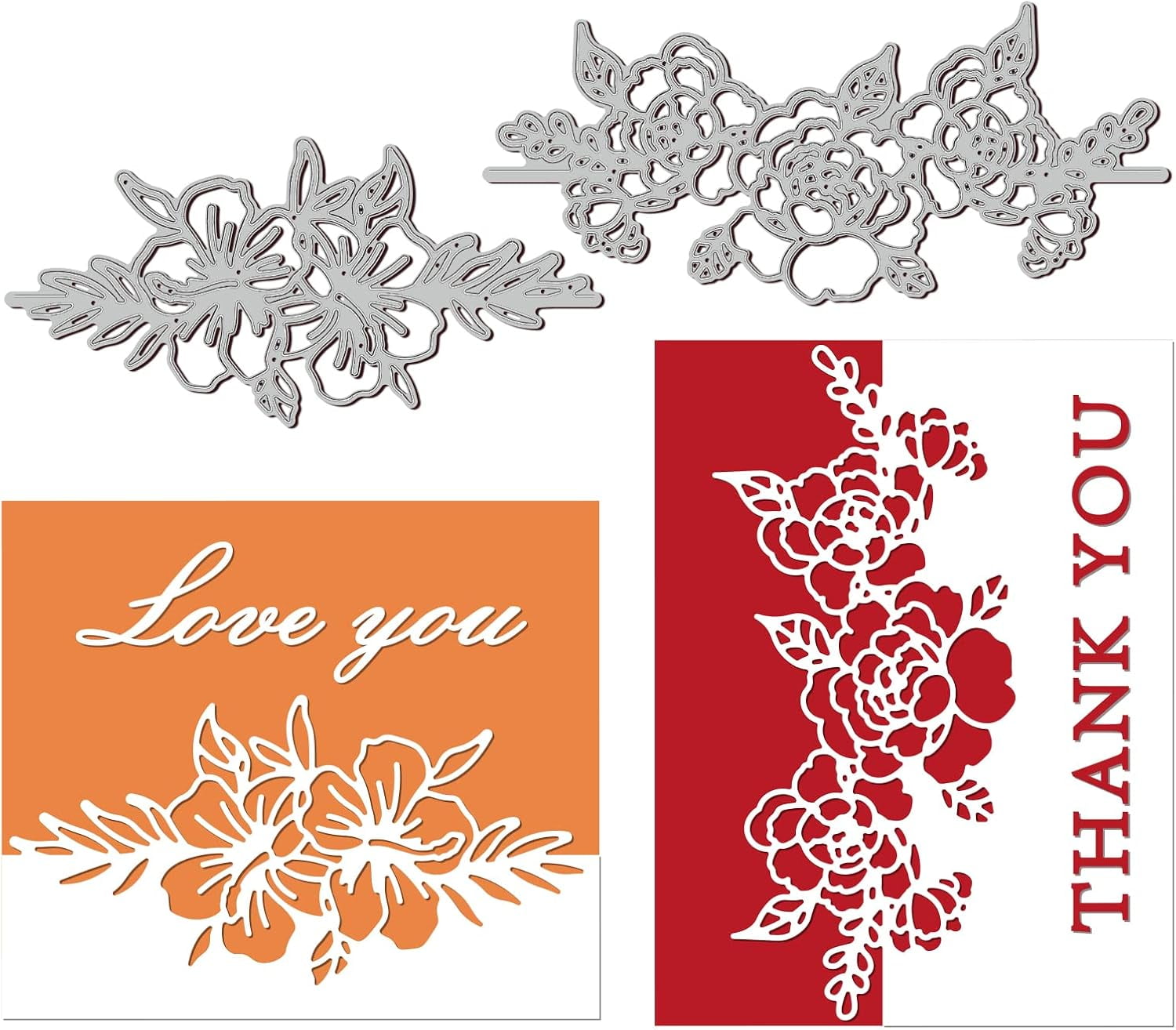 2Pcs Flowers Lace Cutting Dies Metal Envelope Flower Border Die Cuts ...