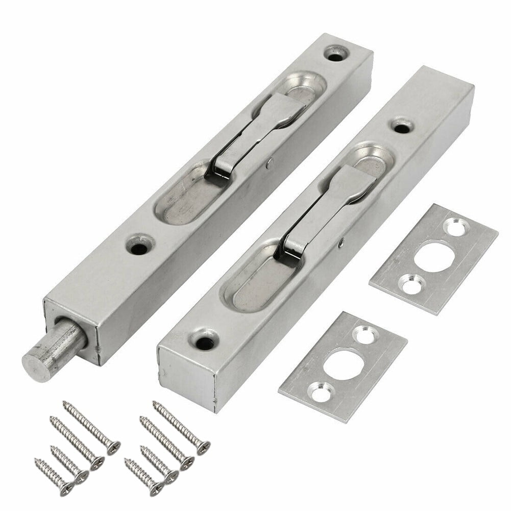 2Pcs Flush Bolt W/Screws Latch Lock Door Guard Lever 6In Stainless ...