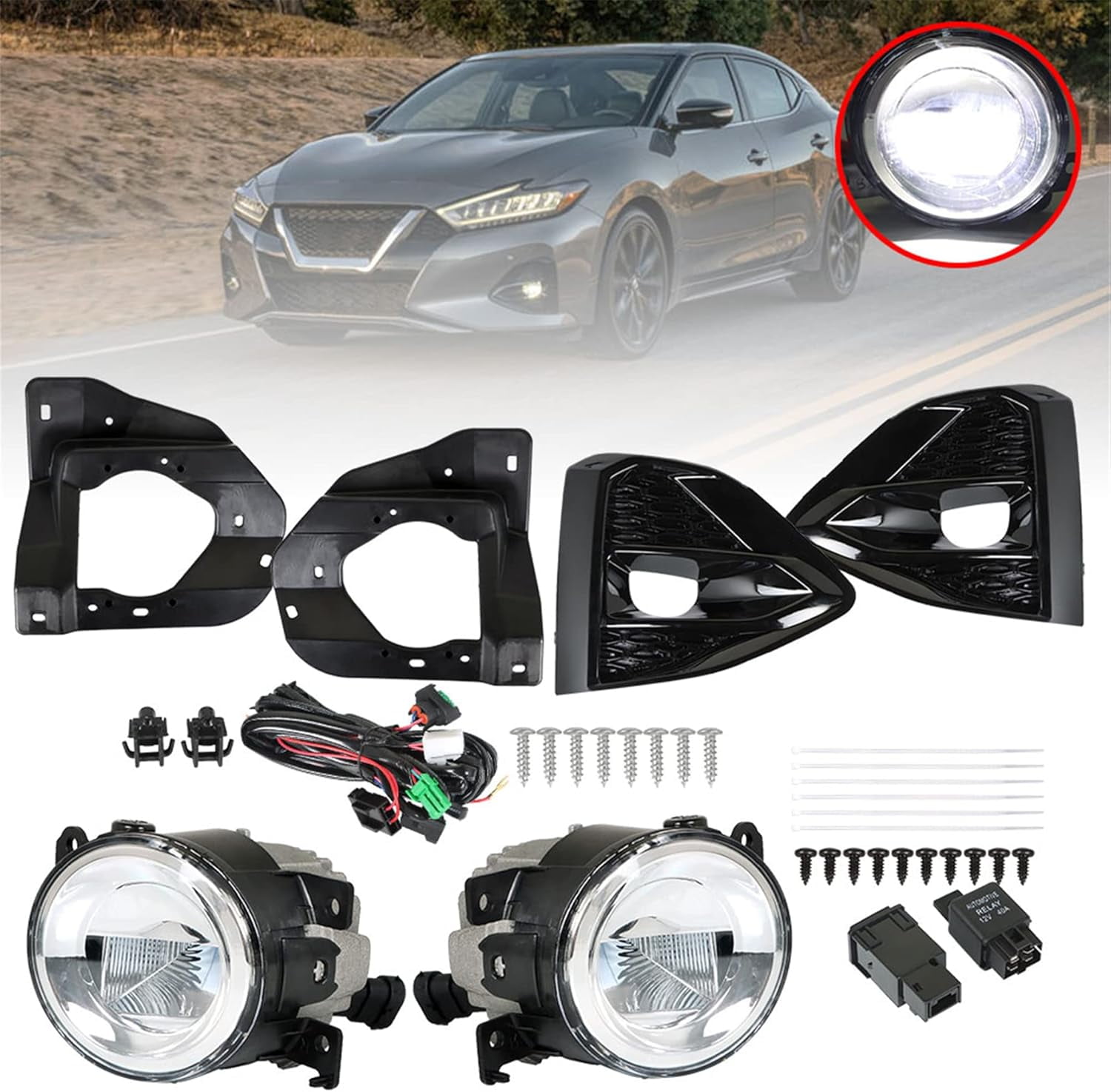 2Pcs Fog Lights Assembly Replacement for Maxima 2020 2021 Clear Lens ...