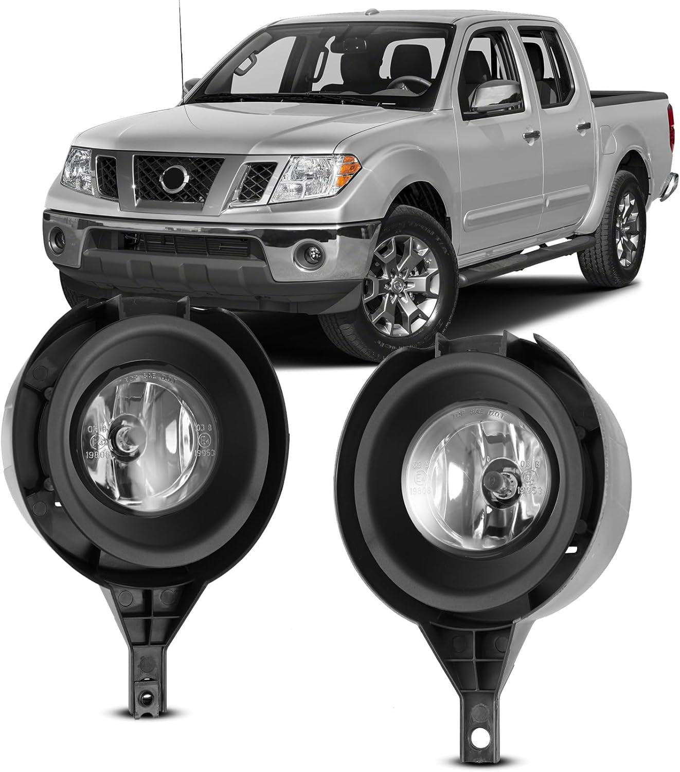 2Pcs Fog Lights Assembly for 2005-2019 Nissan Frontier（Metal Bumper ...