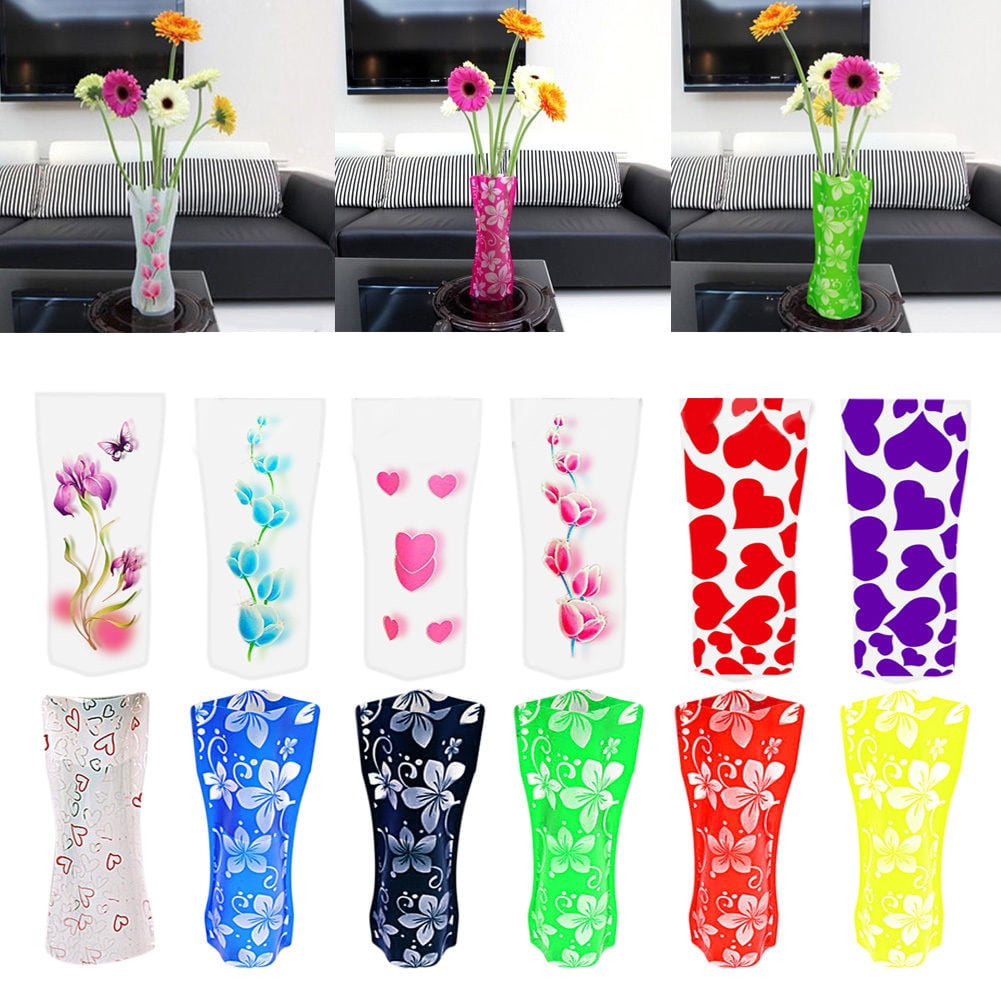 2Pcs Foldable Plastic Unbreakable Transparent Flower Vase Home ...