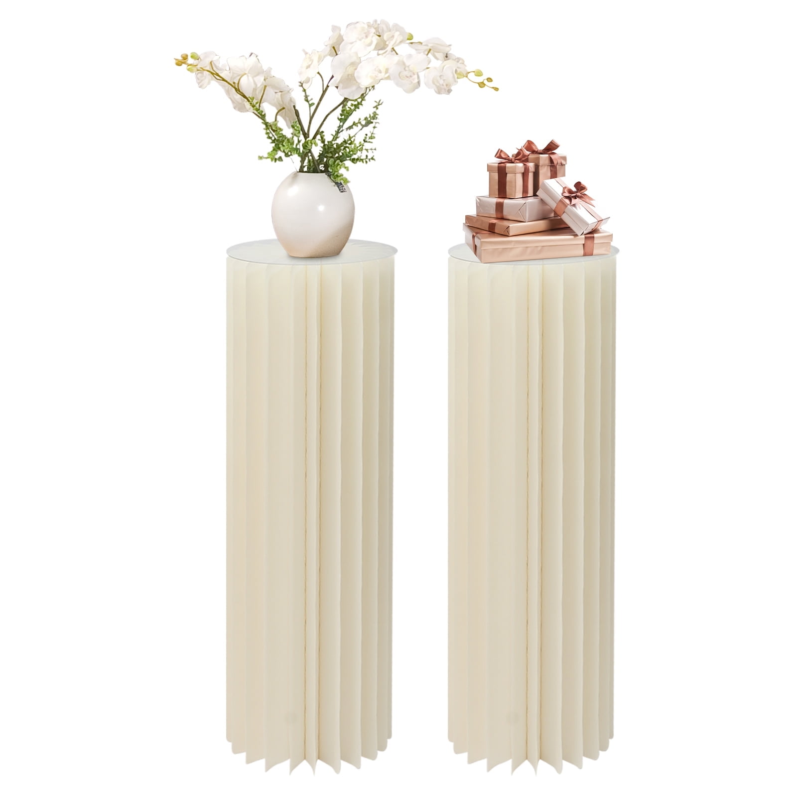 2Pcs Foldable Wedding Cardboard Centerpiece Display, White Cylinder ...