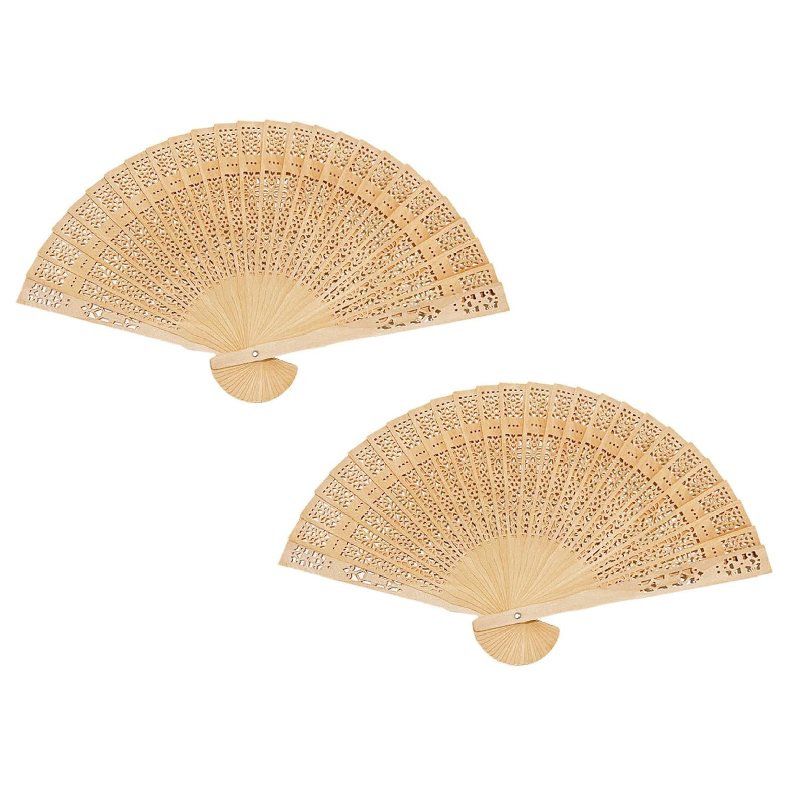 2Pcs Folding Hand Fans Custom Engraved Summer Wedding Fans Wooden Fans ...