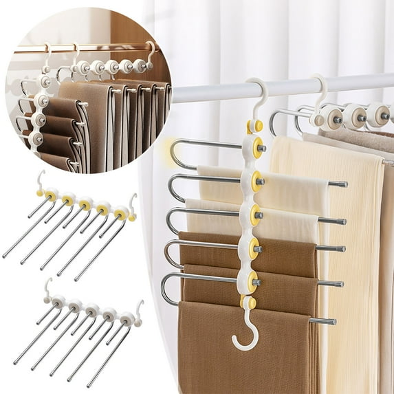 2Pcs Folding Pants Hanger, Kadlawus Folding Pants Hanger, Space Saving ...