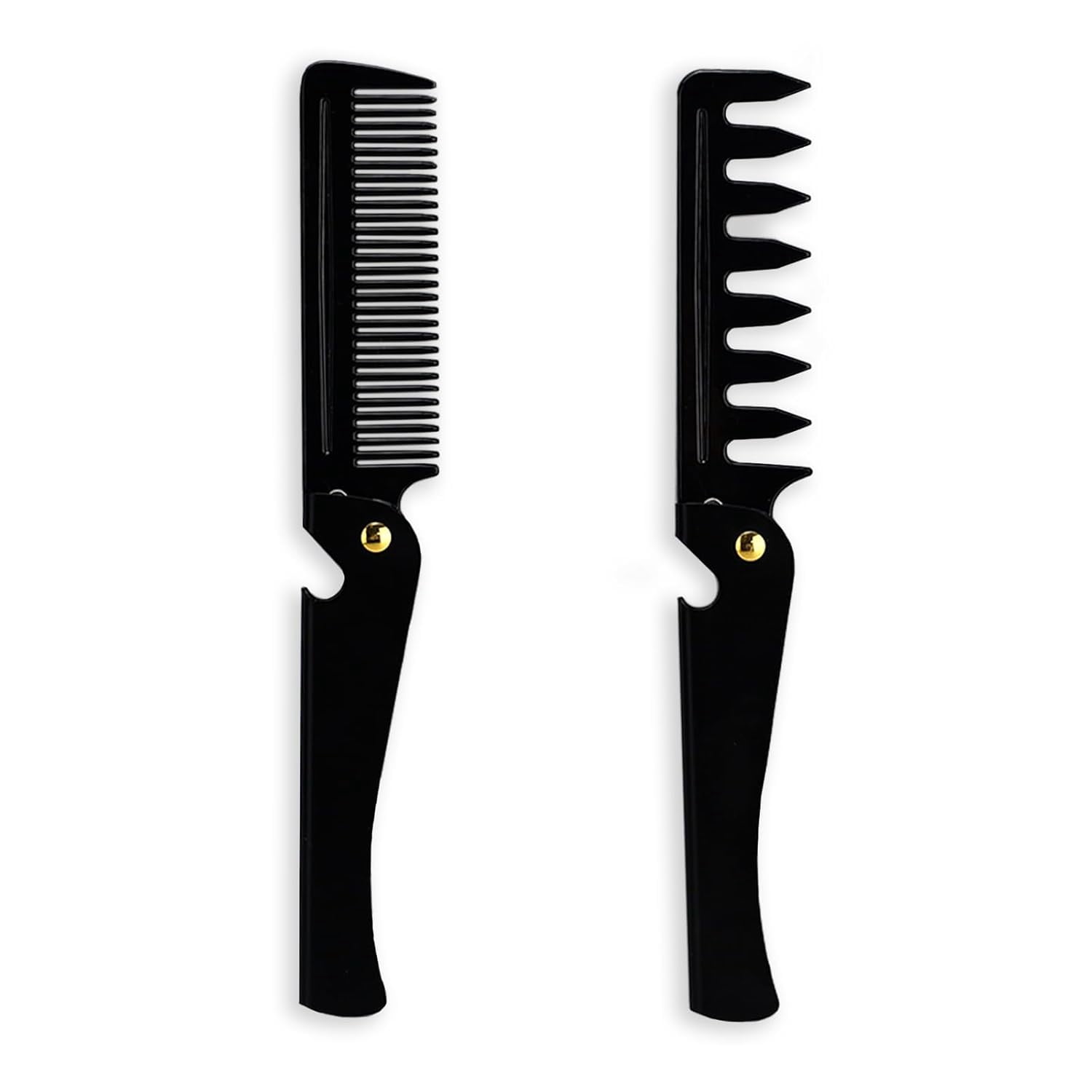 2Pcs Folding Pocket Beard Comb for Men - Fine Tooth & Wide Tooth Hair ...