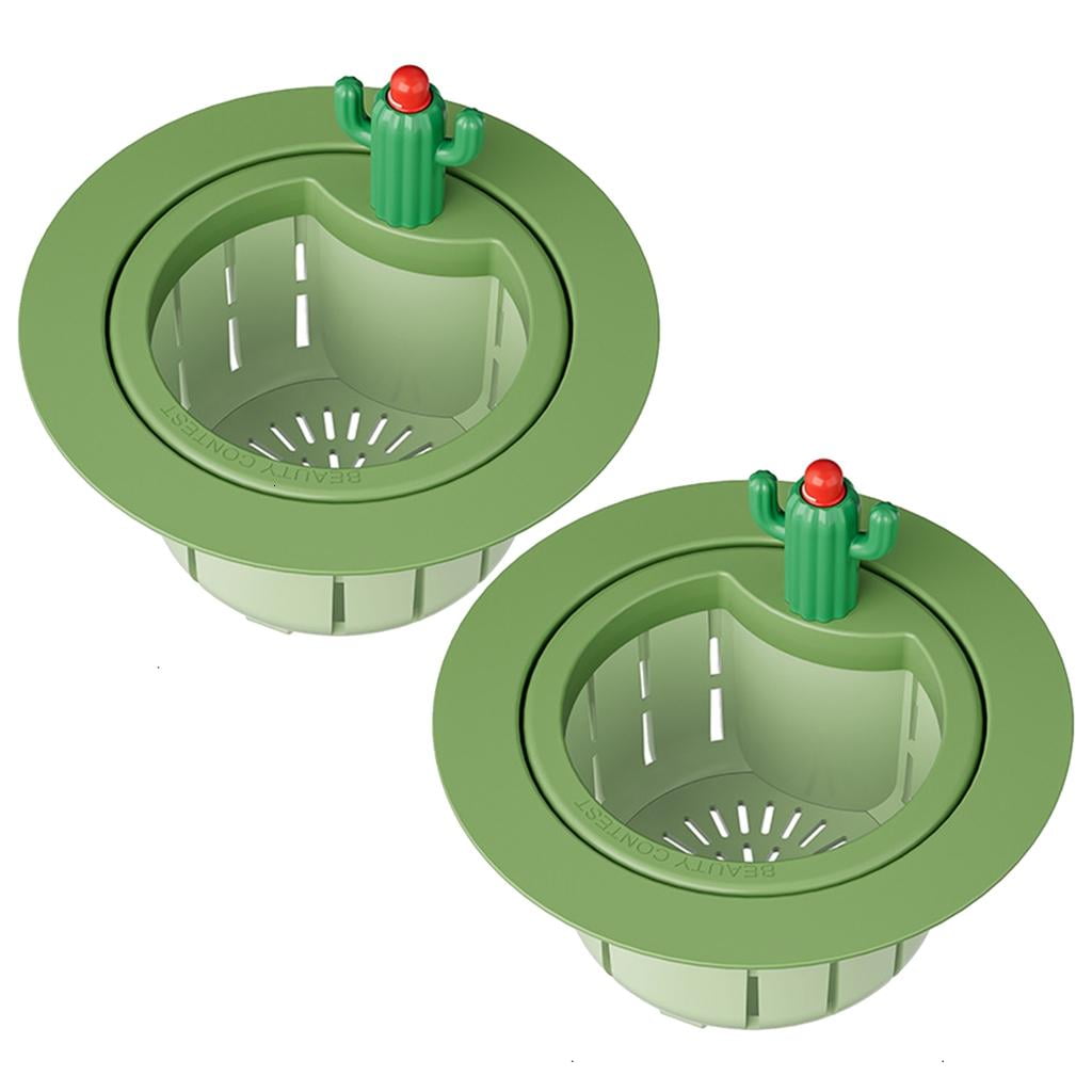 2Pcs Food Waste Catcher Draining Basket Cactus Shaped Kitchen Waste ...