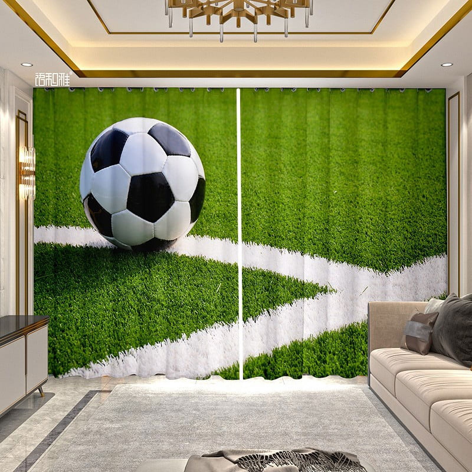 2Pcs Football Printed Curtain for Bedroom Living Room Floor-to-ceiling ...