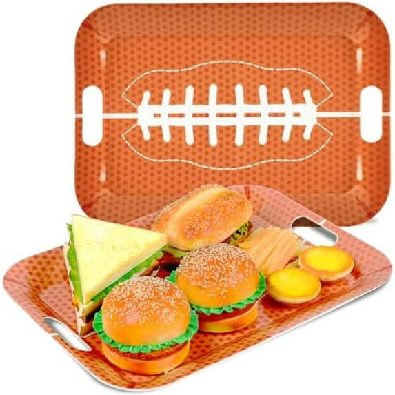 2Pcs Football Serving Trays with Handles 16 x 11 Inch Large Melamine ...