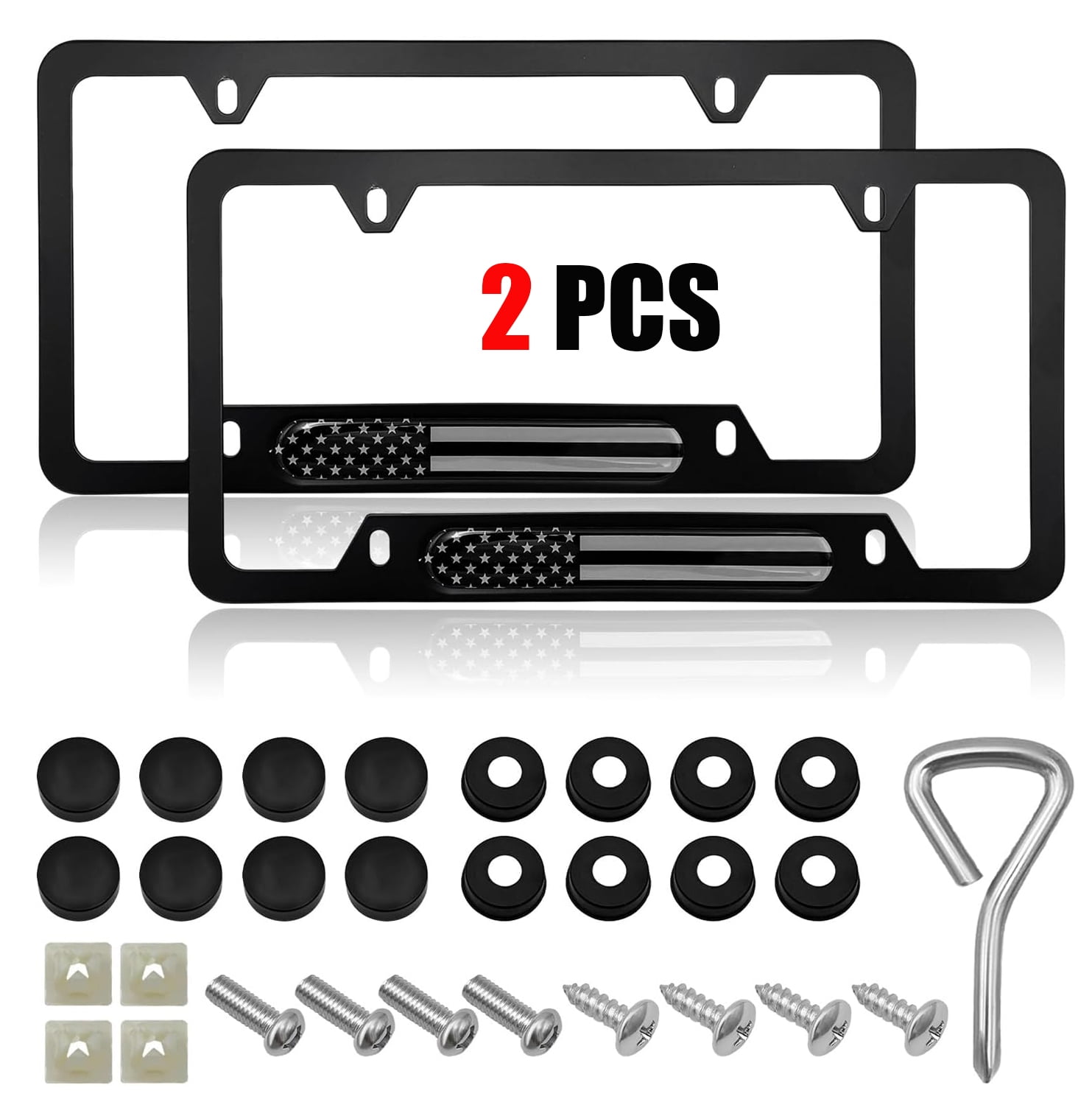 2Pcs For Car Accessory American Flag US Flag License Plate Frames w ...