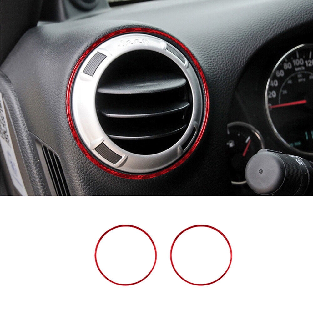 2Pcs For Jeep Wrangler JK 2011-17 Red Carbon Fiber Dashboard Air Vent ...