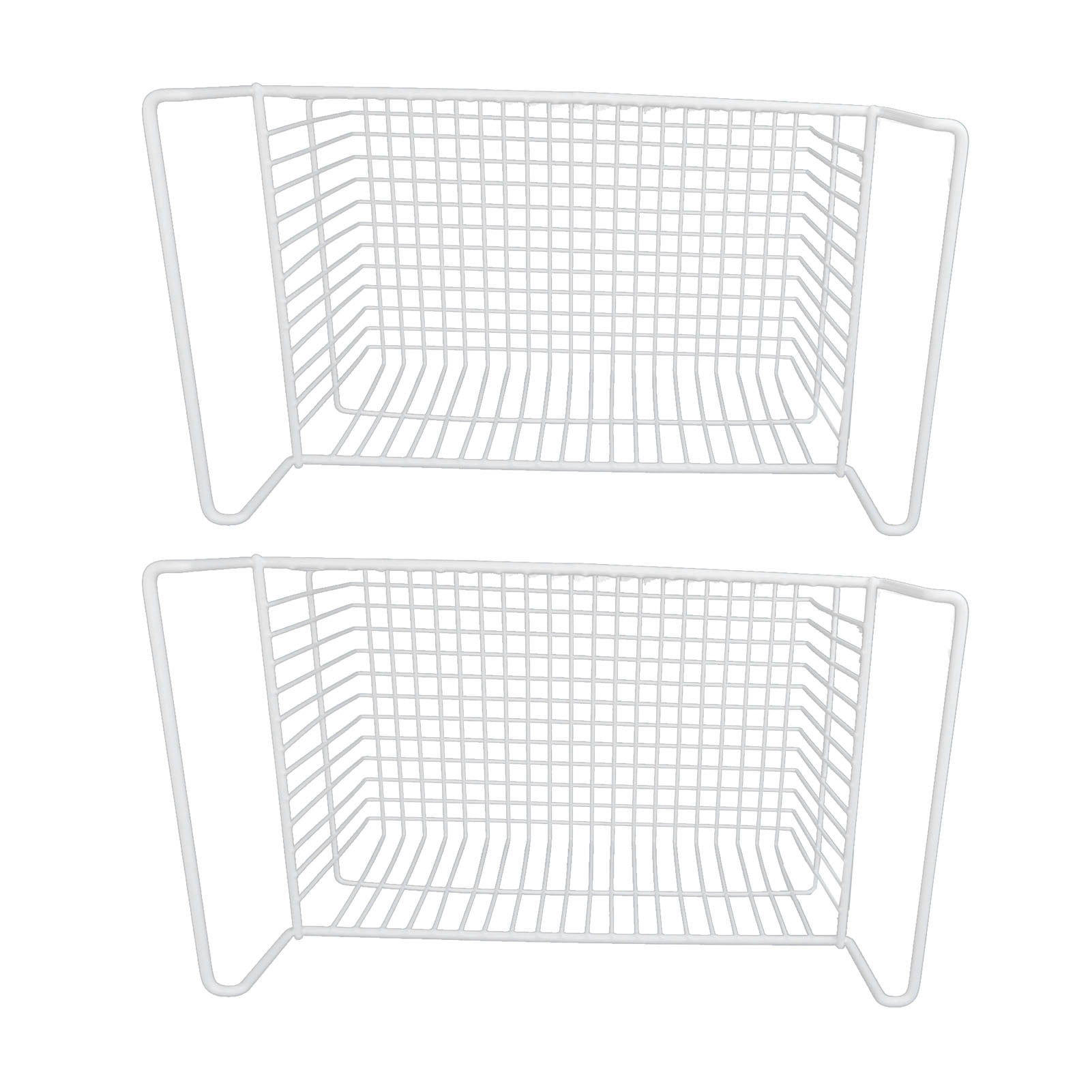 2Pcs Freezer Bins Storage Freezer Baskets Fridge Basket Rack Steel Wire ...