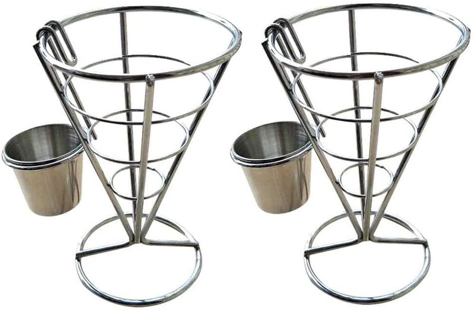 Chip Rack Display Stand Hemoton 2pcs French Fries Stand Cone Baskets ...