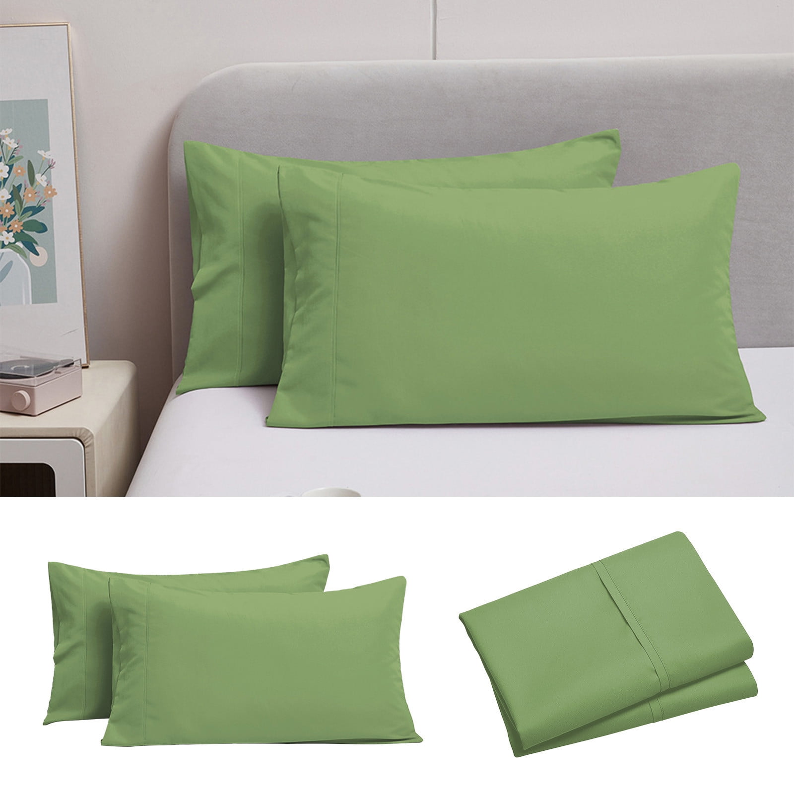 2Pcs Frosted And Thickened Pillowcase, Solid Color Envelope-Style ...