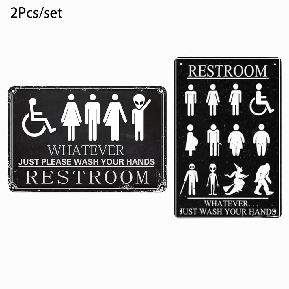 2Pcs Funny Bathroom Whatever Just Wash Your Hands Alien Sign - Walmart.com