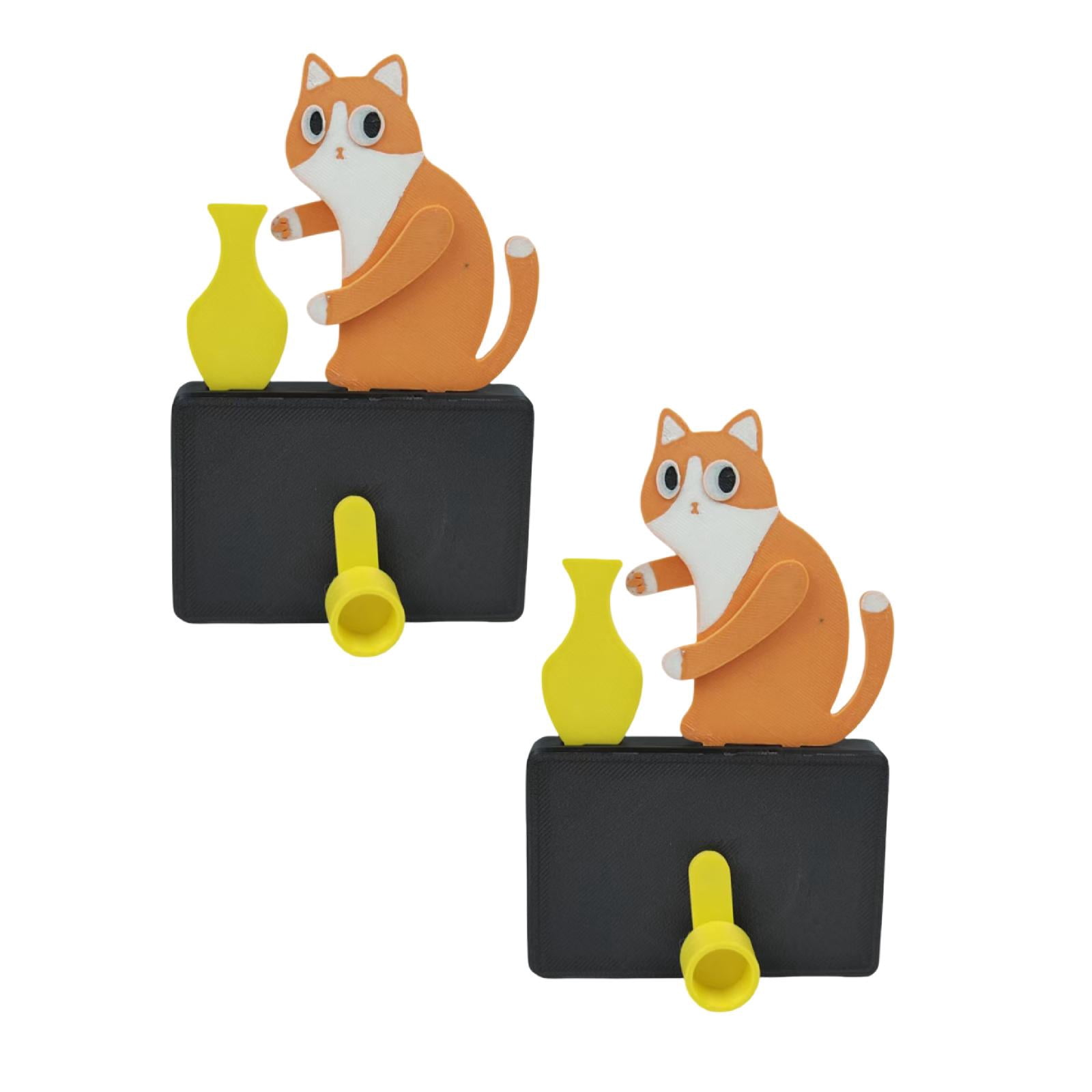 2Pcs Funny Naughty Black Cat Pushing Vase Interactive Fridge Magnet ...