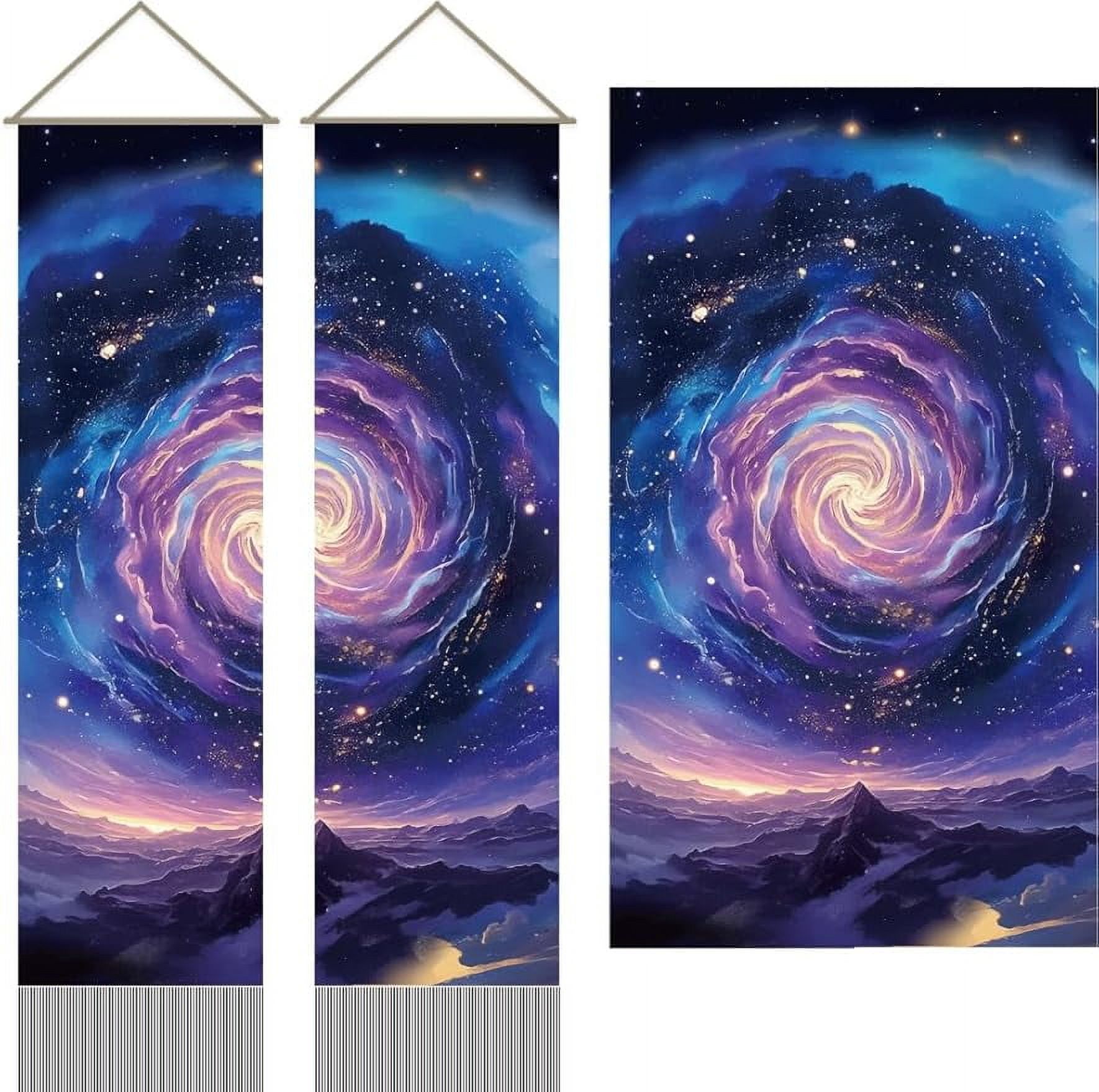 2Pcs Galaxy Tapestry Outer Space Long Vertical Tapestry Wall Hanging ...