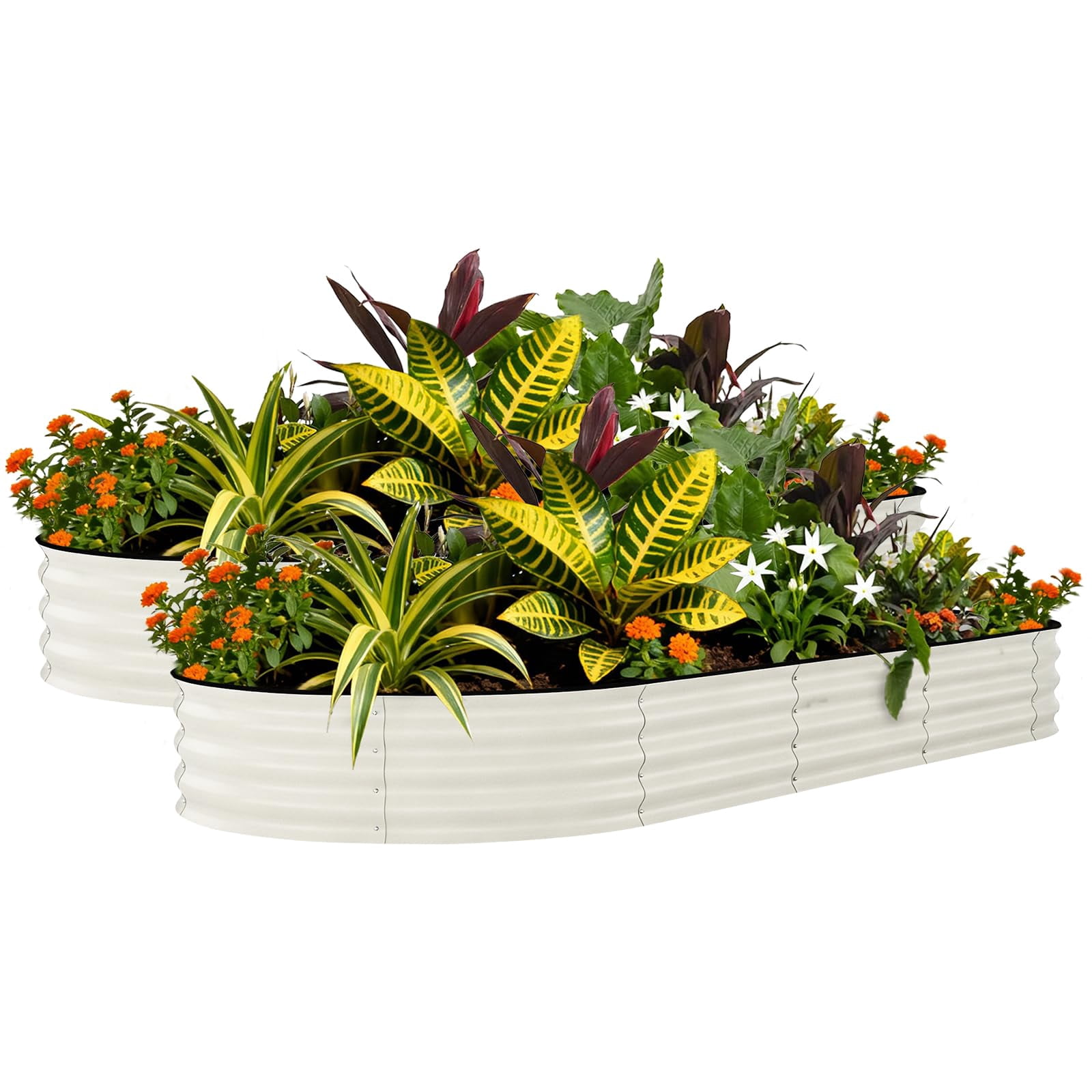 2Pcs Galvanized Raised Garden Bed, 2FT Deep Outdoor Planter Box with ...