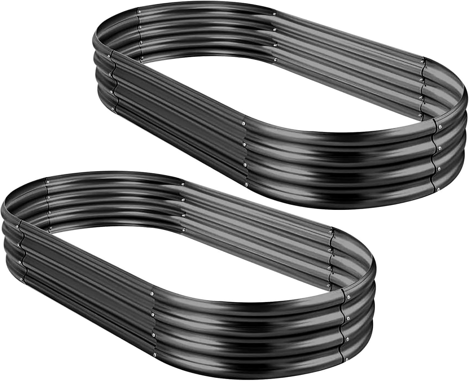 2Pcs Galvanized Raised Garden Bed Kit, Galvanized Planter Oval Large ...