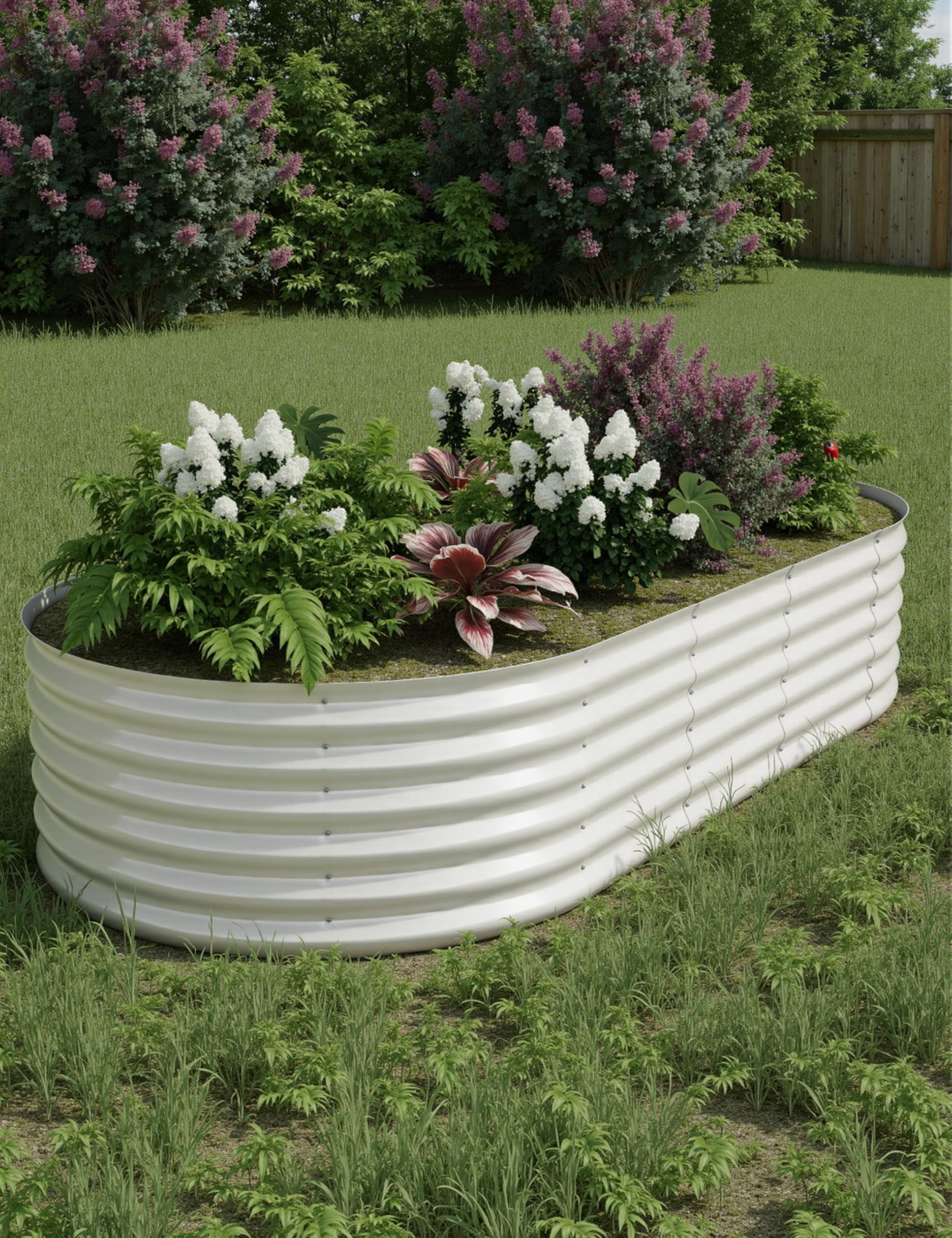 2Pcs Galvanized Raised Garden Bed Kit, Galvanized Planter Oval Large ...