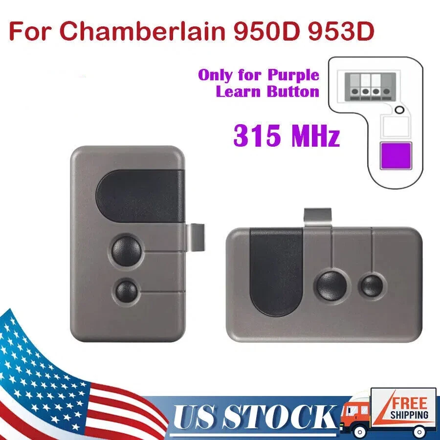 2Pcs Garage Door Opener 315 Mhz For Chamberlain 950D 953D Purple Learn ...