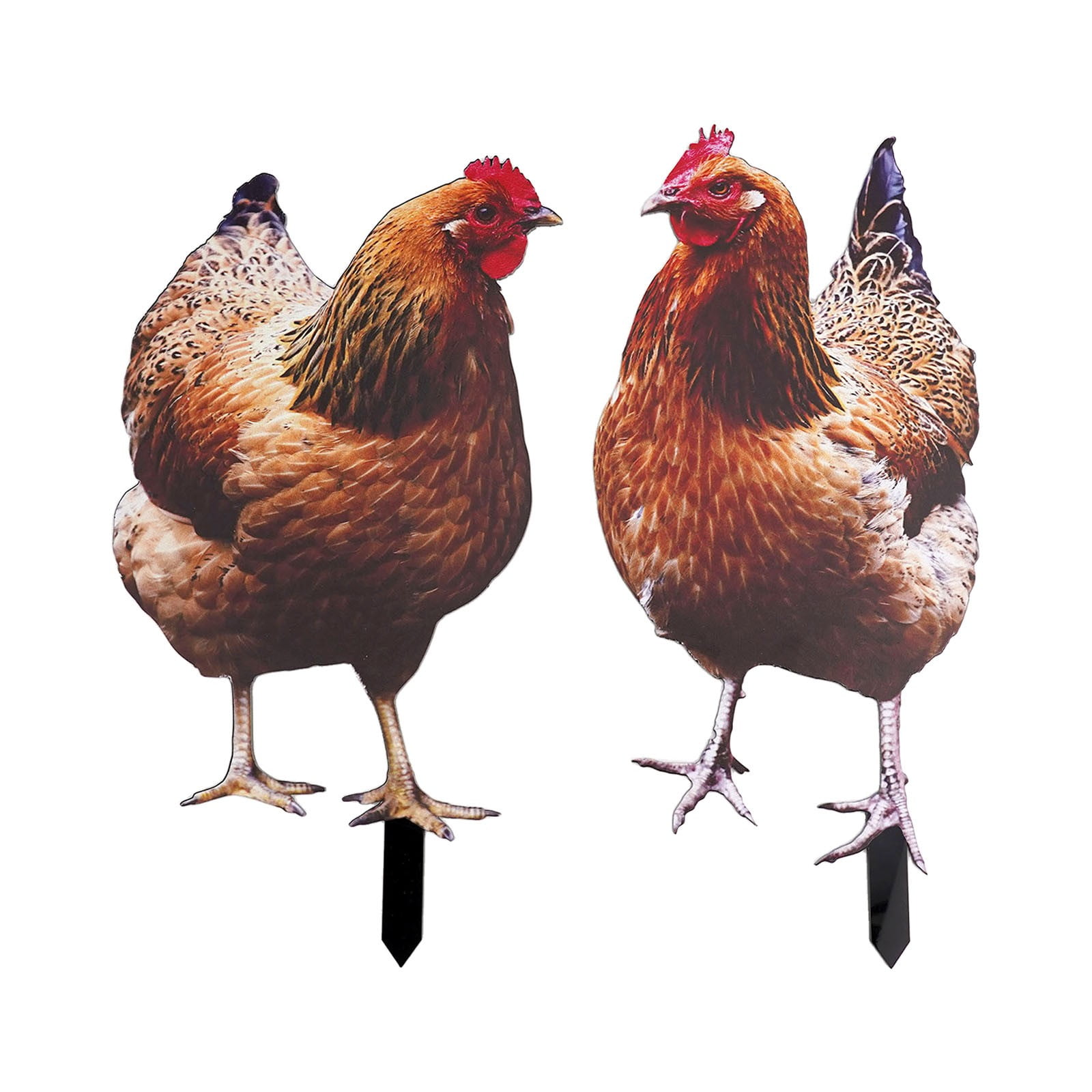 2Pcs Garden Rooster Statue Chicken Sculpture for Yard Decor ...